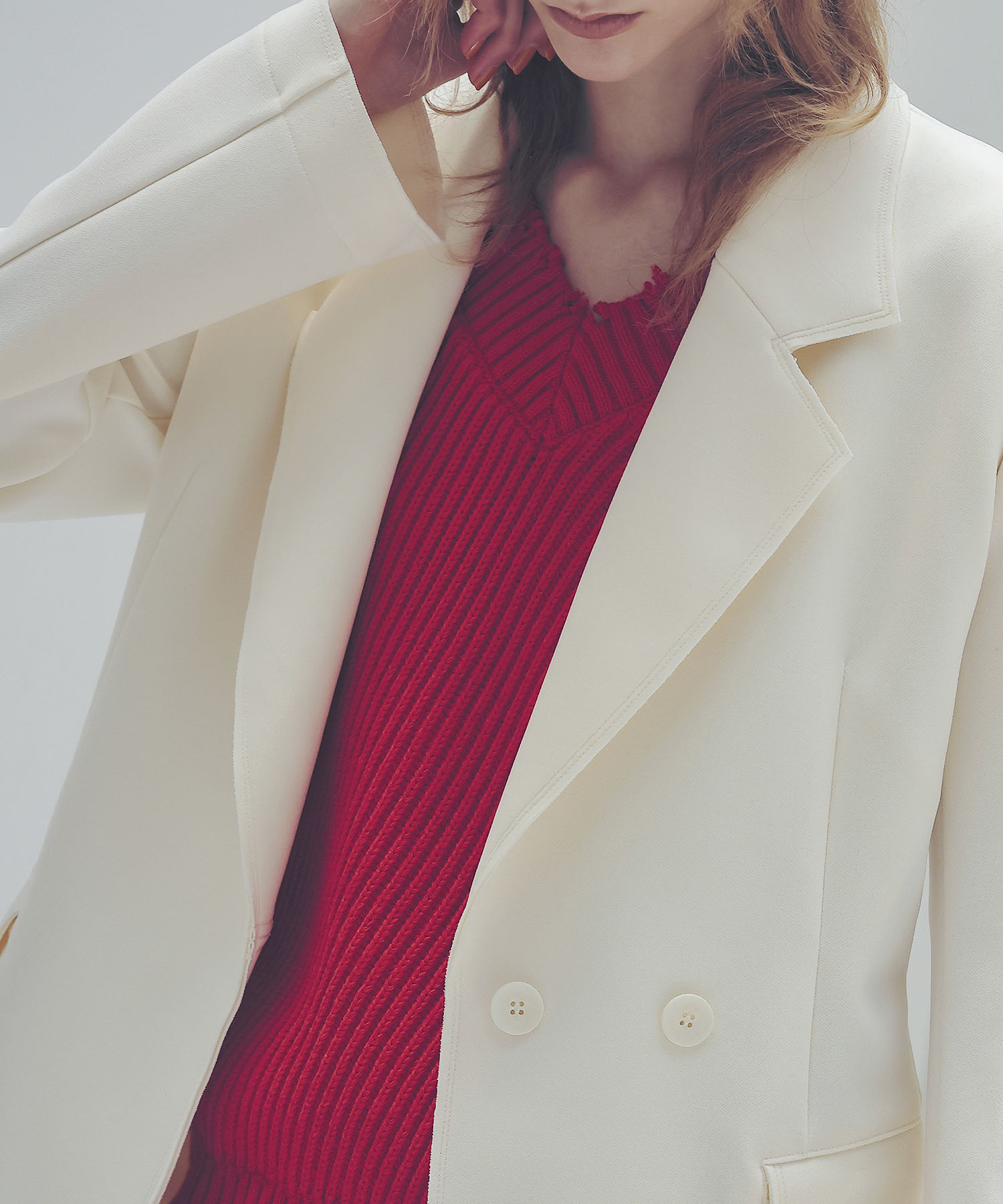 high gauge knit bonding tailored jacket | AND ON JIONE STORE（アンドオン）ジオン ...